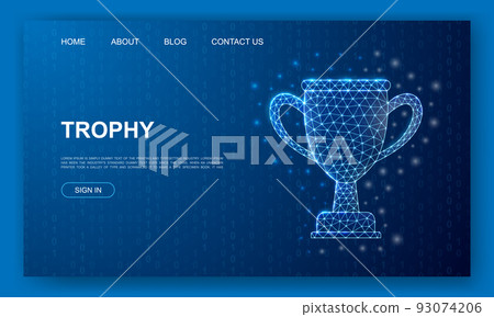 Trophy cup 3d polygonal website template. Award... - Stock Illustration ...