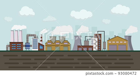 Factory industry, urban landscape with plant.... - Stock Illustration ...