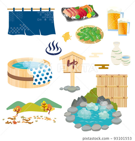 Hot spring illustration material set - Stock Illustration [93101553 ...