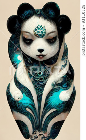 A fancy Japanese panda in unusual colorful...-插圖素材 [93110528] - PIXTA圖庫