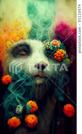 A fantasy Japanese panda rastaman with... - Stock Illustration ...