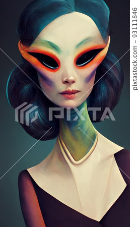 Portrait of alien woman with glitter make up... - Stock Illustration ...