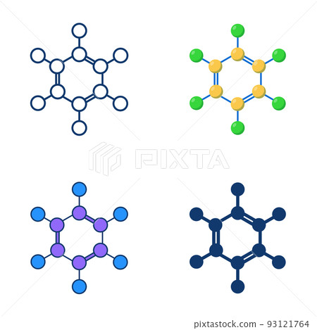 Benzene molecule structural model icon set - Stock Illustration [93121764] - PIXTA