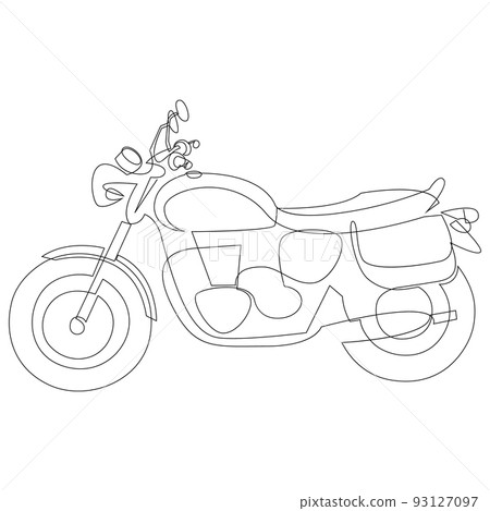 One line drawing of vintage chopper motorcycle.... - Stock Illustration ...