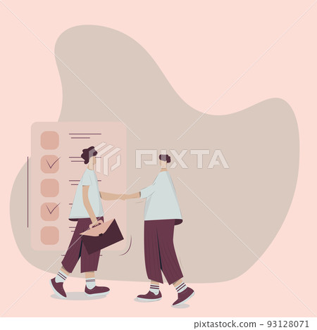 Two Men Drawing With Paper Background Shake... - Stock Illustration ...