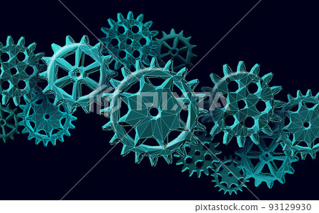 3D gears work progress concept. Wheel industry... - Stock Illustration ...