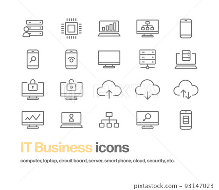 IT business simple line drawing icon set.... - Stock Illustration ...
