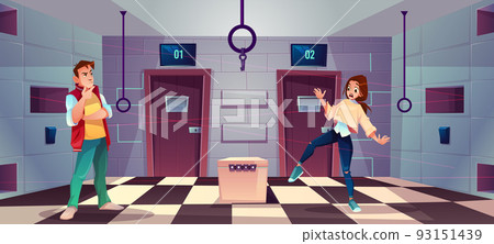 Vector cartoon quest, escape room with people - Stock Illustration ...
