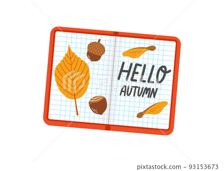 Hello autumn fall season school set vector - Stock Illustration ...