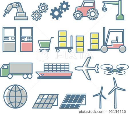 Simple icon set related to industry and logistics - Stock Illustration ...