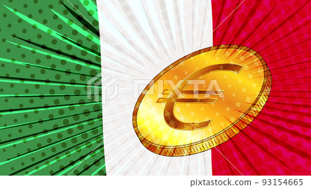 Italy flag and Golden coin with sign currency... - Stock Illustration ...