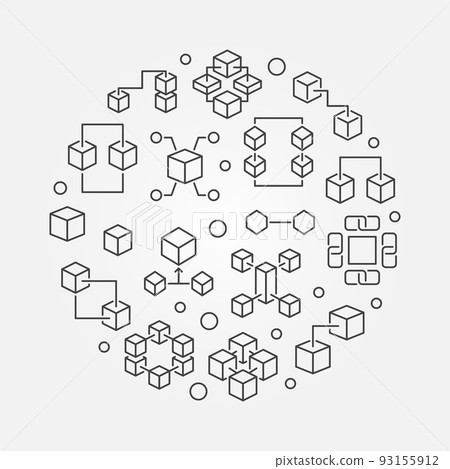 Blockchain vector round line minimal illustration-插圖素材 [93155912] - PIXTA圖庫