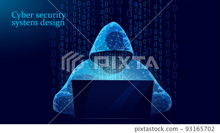 Anonymous hacker at the laptop computer... - Stock Illustration ...