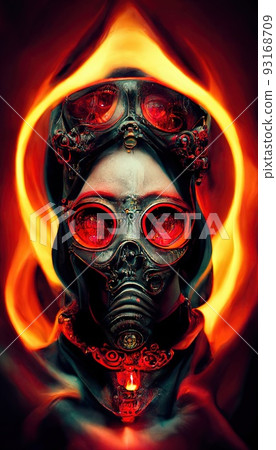 Gothic horror dark scene with steampunk skull... - Stock Illustration ...