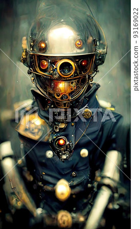 Portrait of a cyber-astronaut from the future.... - Stock Illustration ...