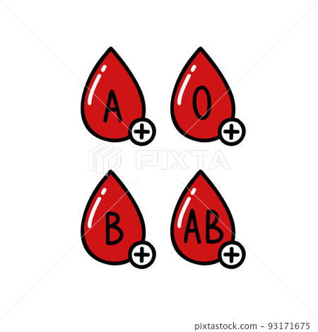 blood types doodle icon, vector color line... - Stock Illustration ...