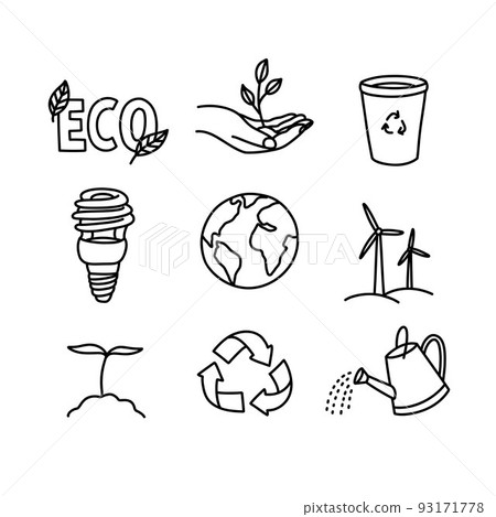ecology, environment doodle icon set, vector...-插圖素材 [93171778] - PIXTA圖庫