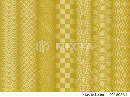 Japanese Pattern Set Illustration Gold: Qinghai... - Stock Illustration ...