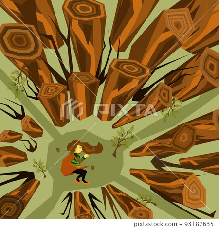 Stop deforestation, stop cutting down trees,... - Stock Illustration ...