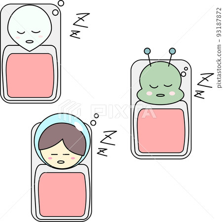 Cute aliens sleeping on a futon - Stock Illustration [93187872] - PIXTA