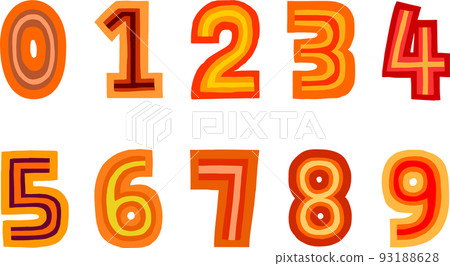 Handwritten numbers/orange medium thin - Stock Illustration [93188628 ...