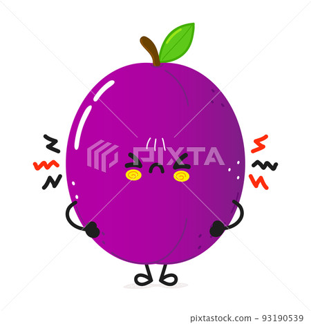 Cute angry plum character. Vector hand drawn... - Stock Illustration ...