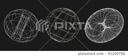 Cyber distorted shapes set, retro punk design... - Stock Illustration ...