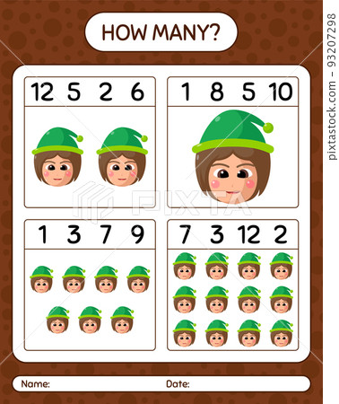 How many counting game with girls. worksheet... - Stock Illustration ...
