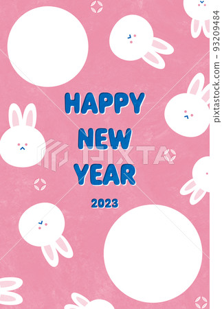 New Year's card template / round rabbit face... - Stock Illustration ...
