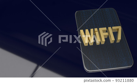 The gold text wifi 7 on tablet for internet or... - Stock Illustration ...