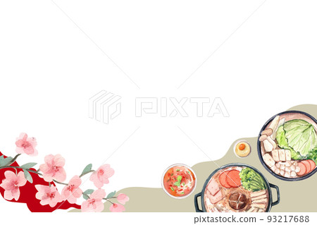 Chinese hot pot frame watercolor png - Stock Illustration [93217688 ...