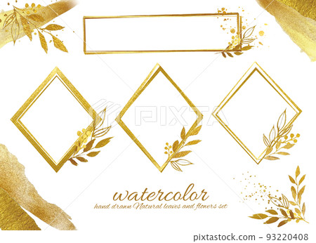 Set of gold leaf backgrounds and square frames - Stock Illustration ...
