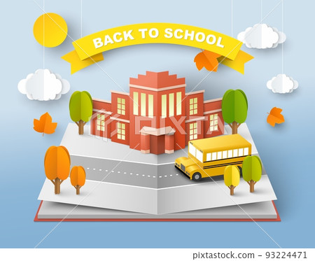 Back to school paper cut vector illustration - Stock Illustration ...