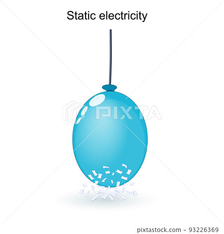 Static Electricity. Balloon with pieces of paper. - Stock Illustration ...