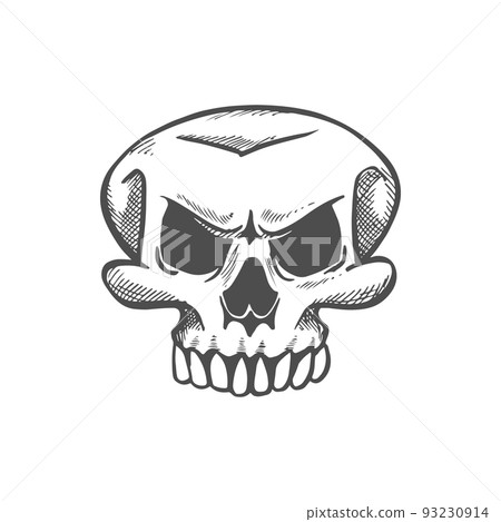 Skull with sharp demonic teeth isolated... - Stock Illustration ...