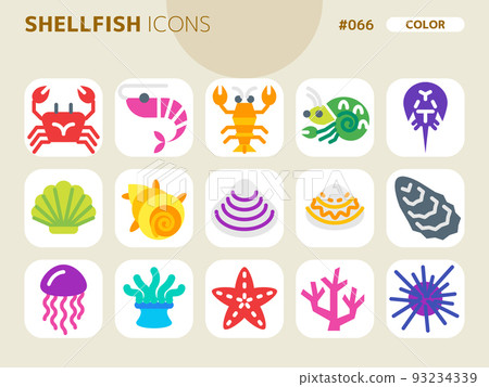 Color style icon set related to crustaceans and... - Stock Illustration ...
