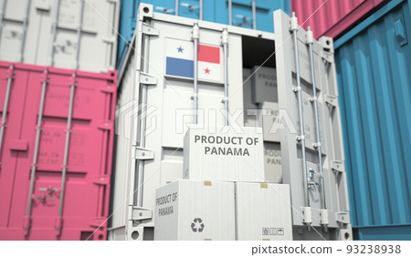 Cardboard boxes with goods from Panama and... - Stock Illustration ...