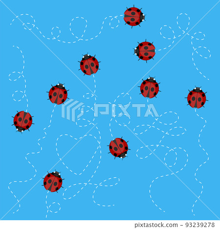 Ladybug Pattern on Blue Background. Ladybird... - Stock Illustration ...
