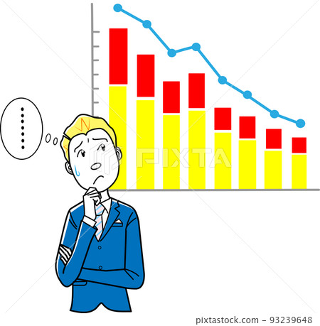 Businessman analyzing the cause of the decrease... - Stock Illustration [93239648] - PIXTA