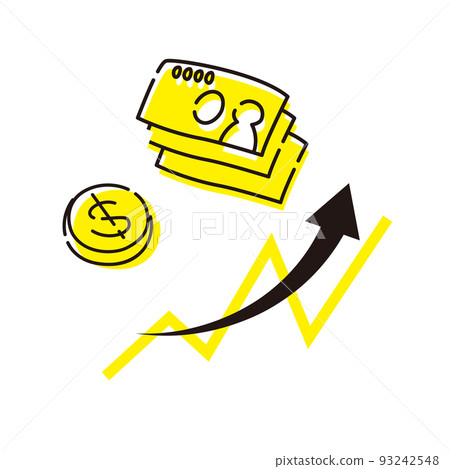 Increasing Line Graph Money Sharply Rising Line Graph With Coin