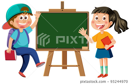 Chalkboard with school kids template - Stock Illustration [93244970 ...