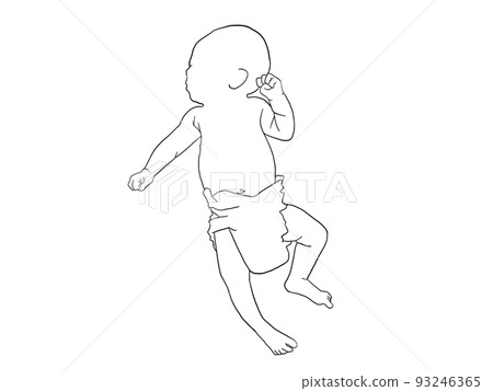 Line drawing illustration of a newborn baby - Stock Illustration ...