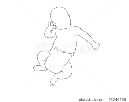 Newborn baby line drawing illustration 2 - Stock Illustration [93246366 ...
