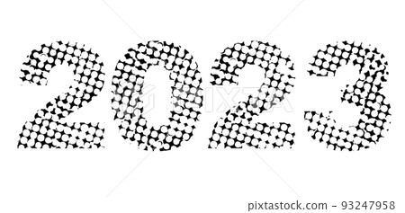 2023 New Year. Black Halftone dotted grunge... - Stock Illustration ...