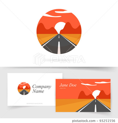 Travel road path way valley logo with desert... - Stock Illustration ...