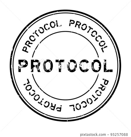 Grunge black protocol word round rubber seal... - Stock Illustration ...