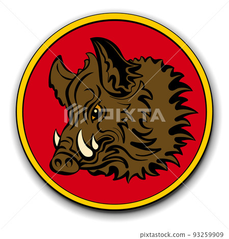 Wild Hog, boar, feral pig. Round red button and... - Stock Illustration ...