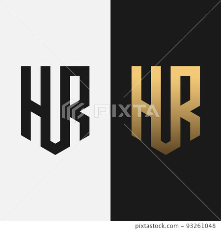 H R HR RH Monogram Letter Shield Logo Design... - Stock Illustration ...
