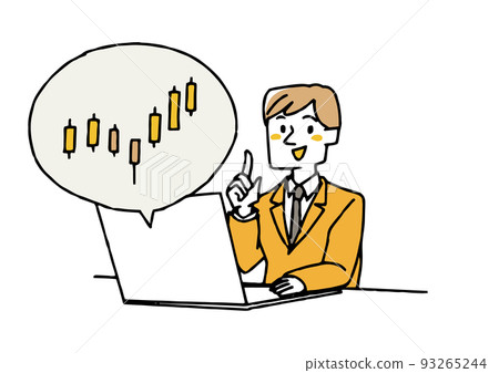 A man checking stock prices on a laptop People... - Stock Illustration ...