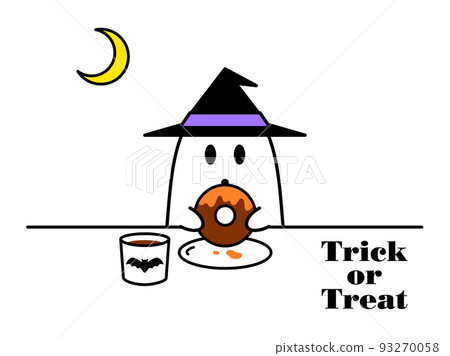 Illustration of a ghost eating a Halloween donut - Stock Illustration ...